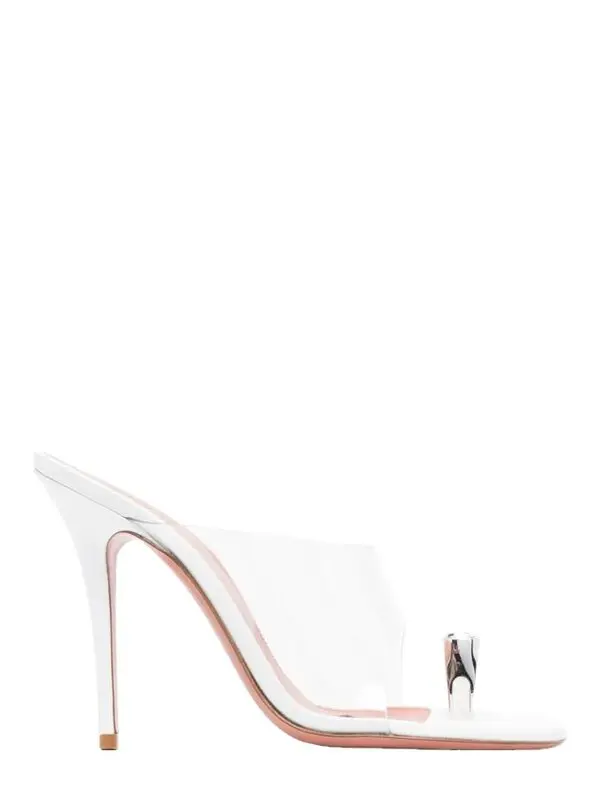 Amina Muaddi Embellished Stiletto Heeled Sandals - White