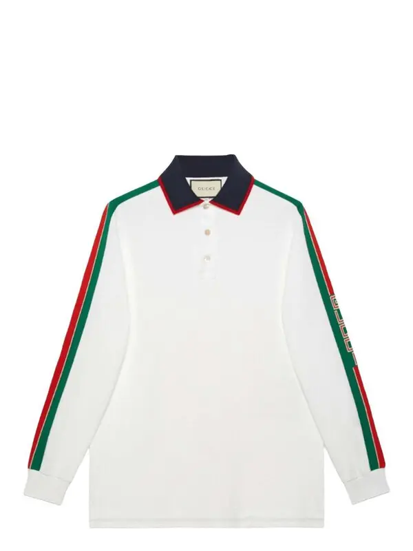 Gucci Cotton Polo With Stripe - White