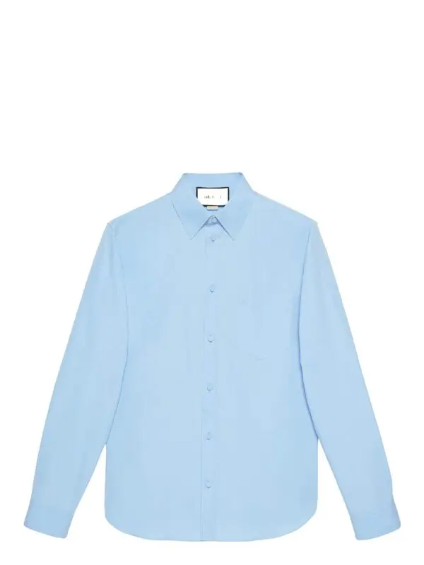 Gucci Logo Embroidered Poplin Shirt - Blue