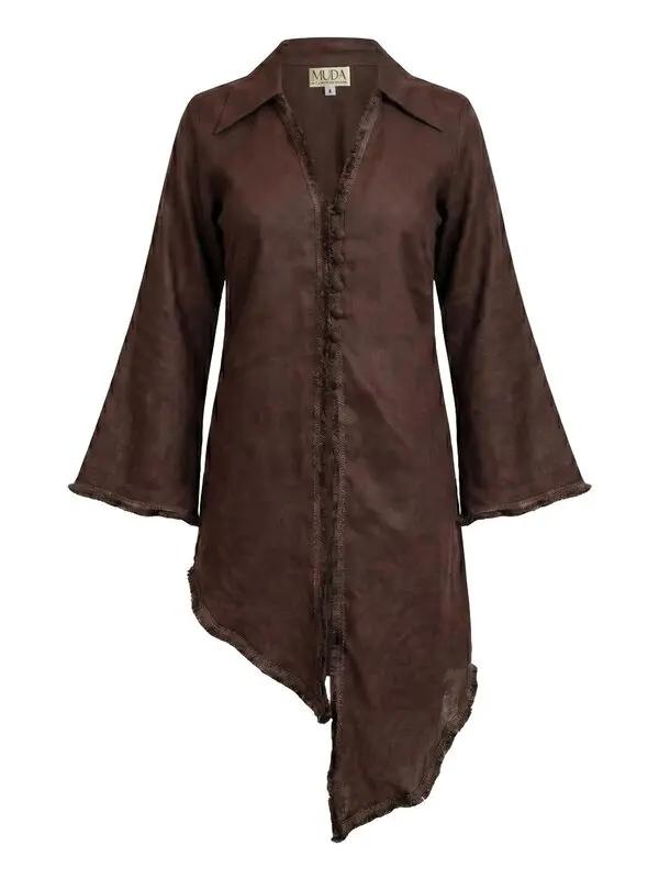 MUDA CLOTHING FZ LLC Asymmetrical Linen Top - Brown