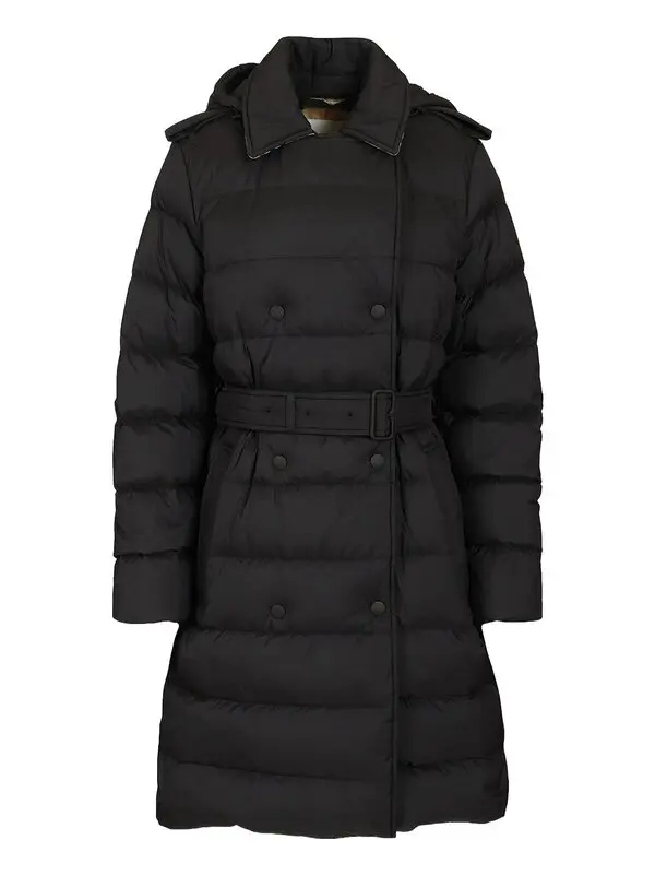 Burberry Belted Quilted Long Coat - Black
