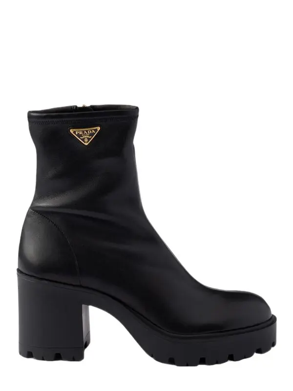 Prada Leather Ankle Boots - Black