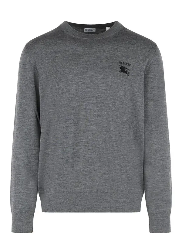 Burberry Grey Wool Sweater With Ekd Logo - Gray