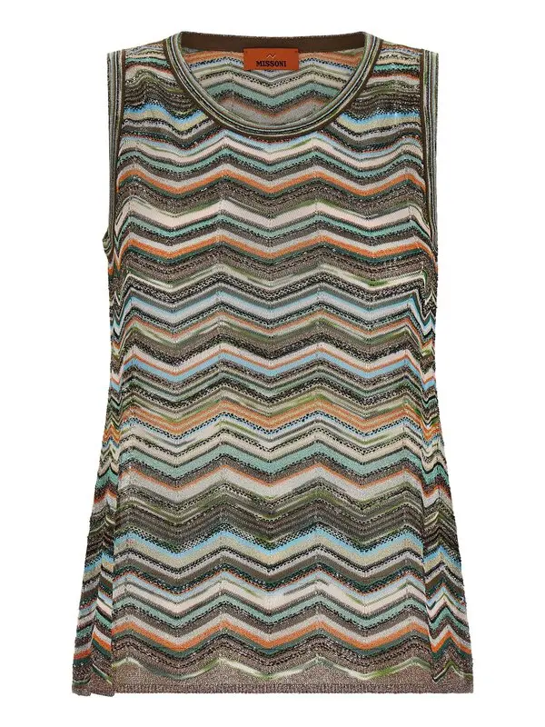 Missoni Sleeveless Chevron Knit Top - Multicolor