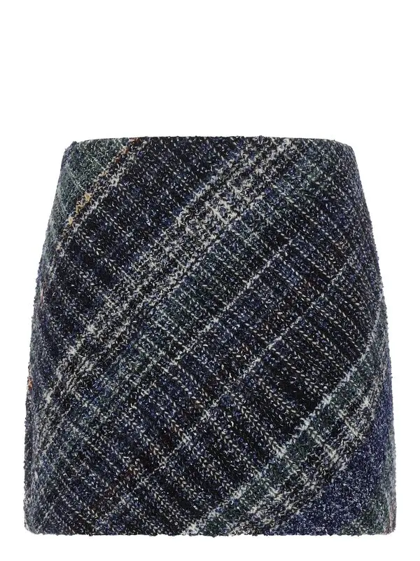 Missoni Checked Wool Blend Mini Skirt - Blue
