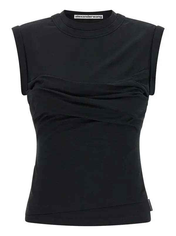 Alexander Wang Twisted Bust Layered Tank Top - Black