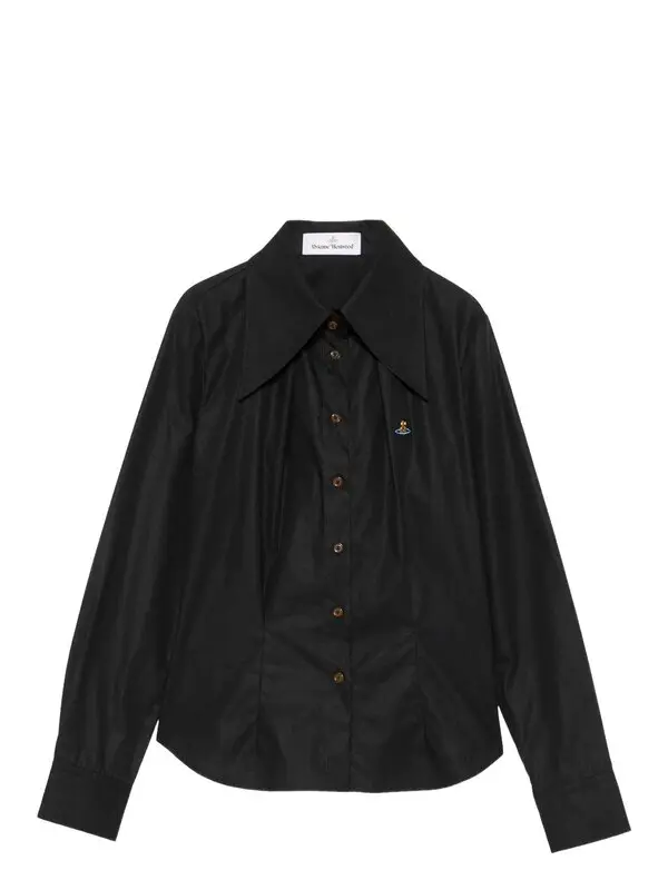 VIVIENNE WESTWOOD Violin Orb-embroidered Cotton Shirt - Black