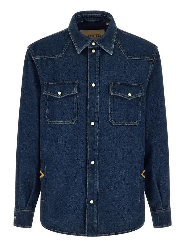 Valentino Garavani Vgold Denim Shirt - Blue