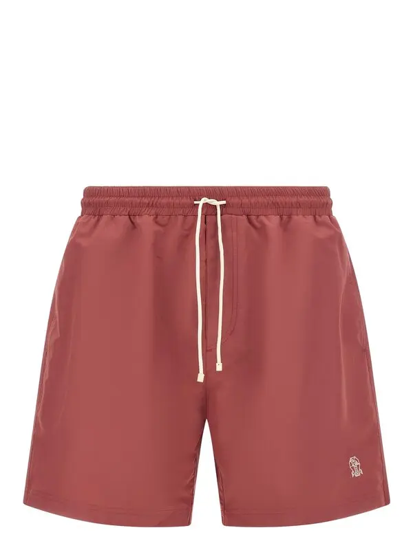 Brunello Cucinelli Logo Swim Shorts - Red