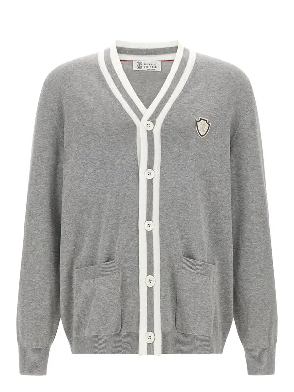 Brunello Cucinelli Heraldic Logo Cardigan - Gray
