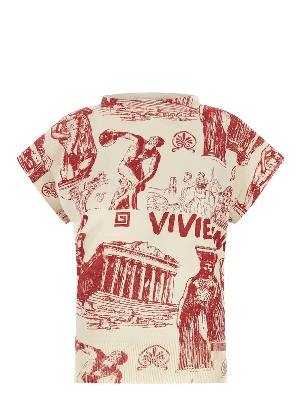 VIVIENNE WESTWOOD Justine Graphic Print Cotton Cashmere Knit Top - Red