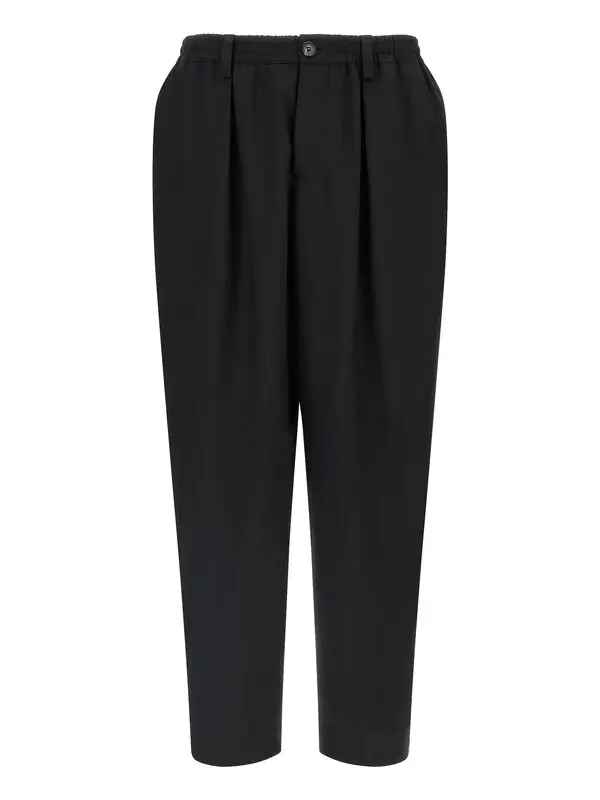 Marni Virgin Wool Cropped Tapered Trousers - Black