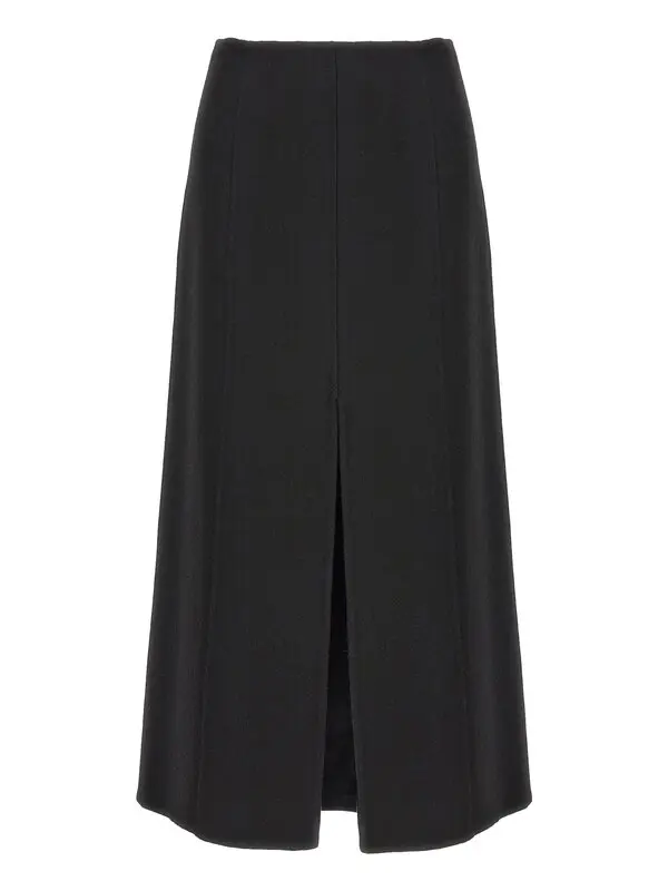 ERMANO SCERVINO Ermanno Scervino Long Wool Cloth Skirt With Front Split - Black