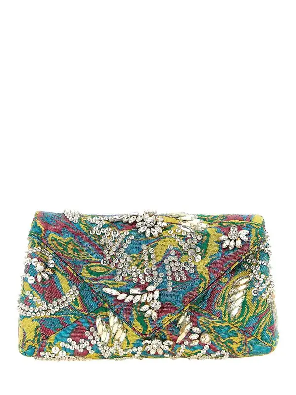 Dries Van Noten Embellished Jacquard Envelope Clutch - Multicolor