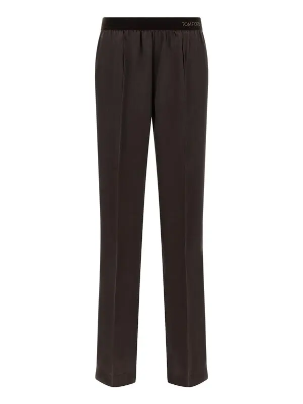 TOM FORD Silk Satin Relaxed Fit Trousers - Brown