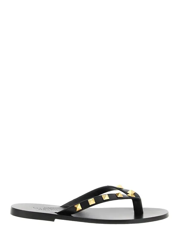Valentino Garavani Rockstud Thong Sandals - Black