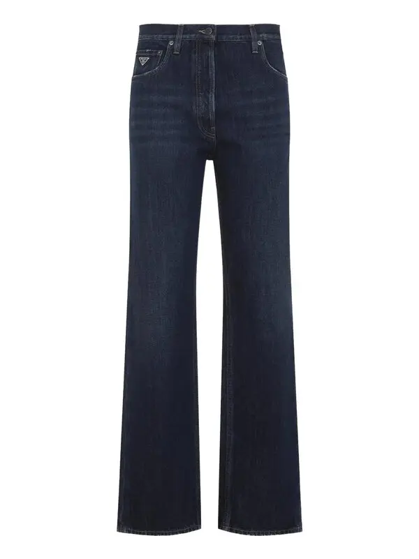 Prada Washed Denim Wide-leg Jeans - Blue