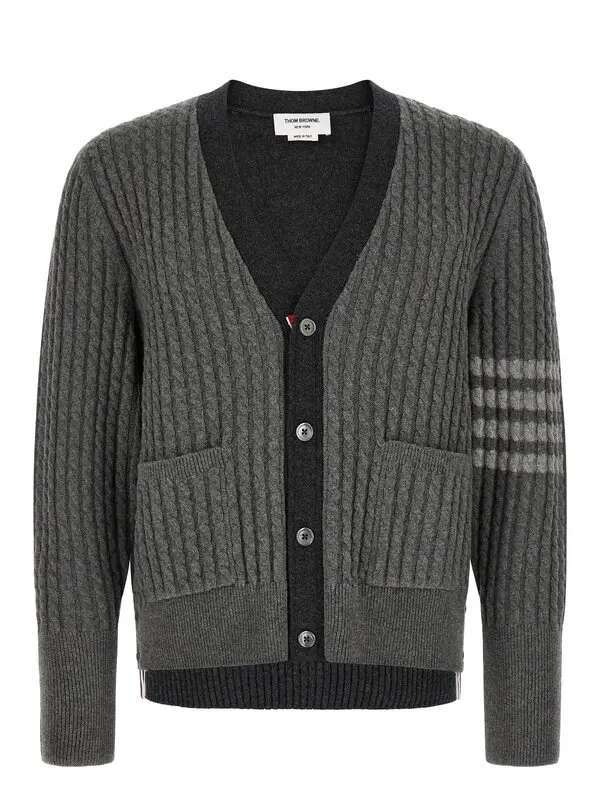 Thom Browne 2-in-1 Trompe L'oeil Wool Cardigan - Gray