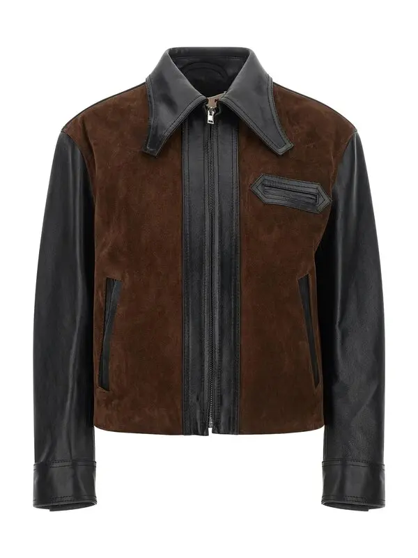 Marni Paneled Leather And Suede Jacket - Black