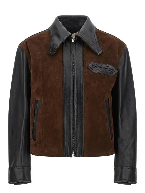 Marni Paneled Leather And Suede Jacket - Black