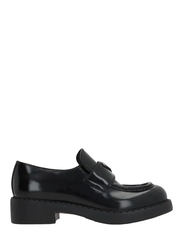 Prada Brushed Leather Loafers - Black