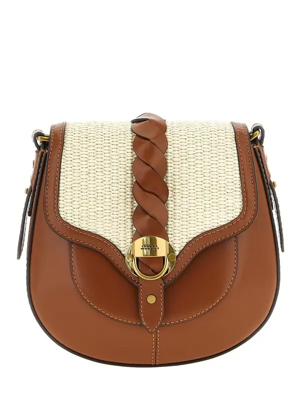 Isabel Marant Étoile Altay' Small Smooth Leather Crossbody Bag With Raffia Insert - Brown