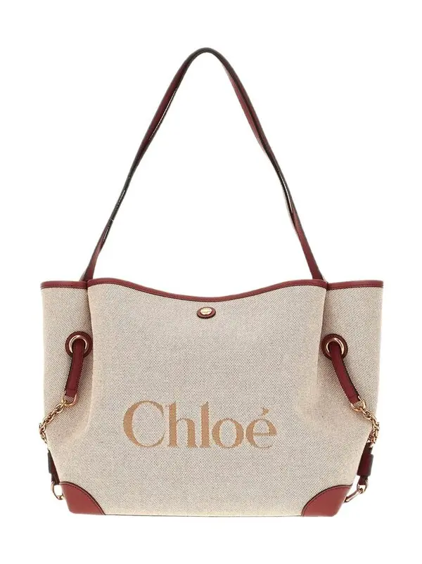 Chloé Clover" Two-way Tote Bag In Canvas And Calfskin - Multicolor