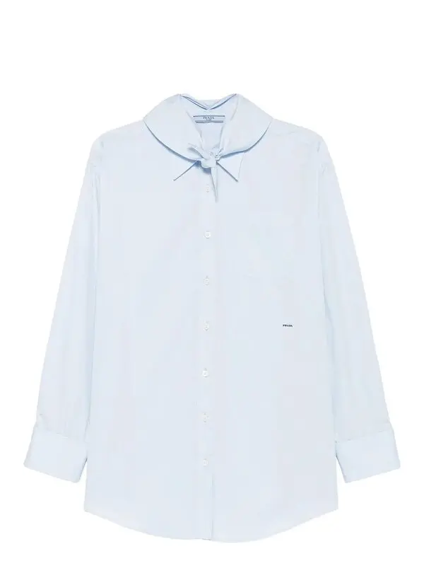 Prada Poplin Shirt With Knot Detail - Blue