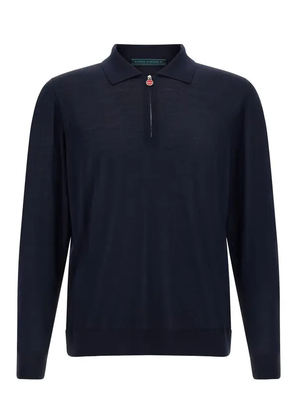 Kiton Wool Polo Shirt 14 Microns - Blue