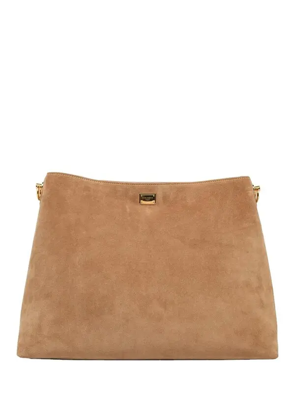 Dolce & Gabbana Large Suede Shoulder Bag - Cream