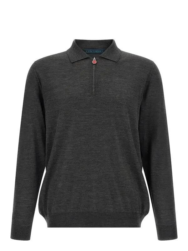 Kiton Wool Polo Shirt 14 Microns - Gray