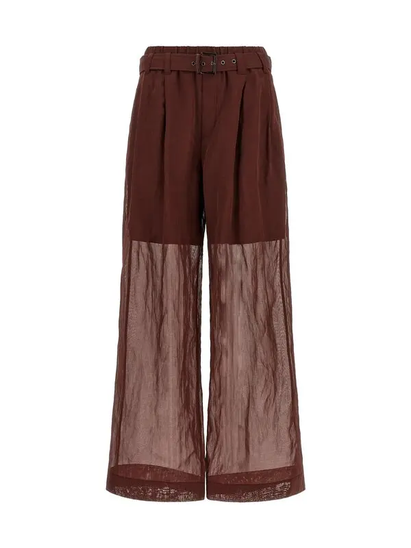 Brunello Cucinelli Wide Leg Semi-transparent Cotton Organza Pants - Multicolor