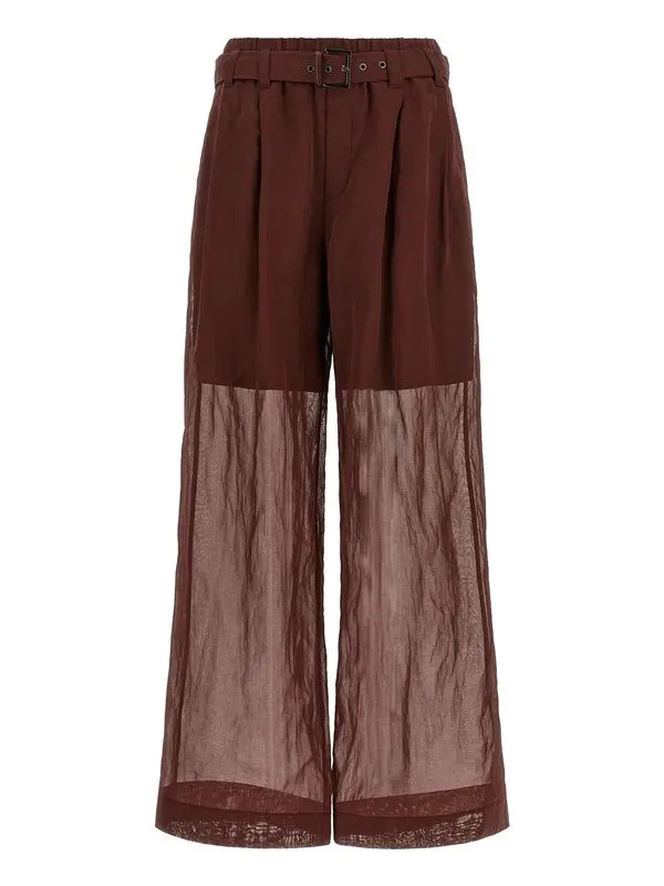 Brunello Cucinelli Wide Leg Semi-transparent Cotton Organza Pants - Multicolor