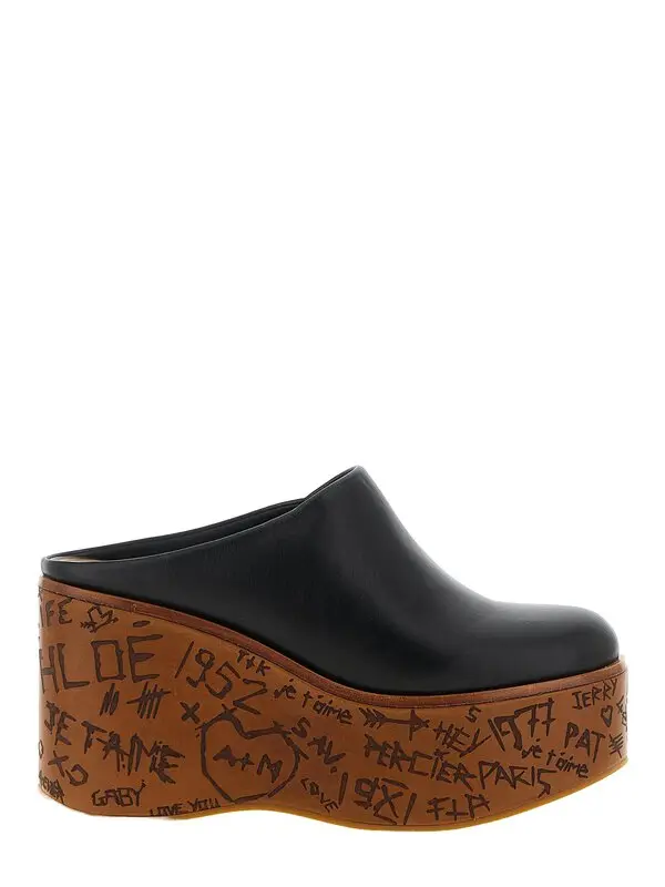 Chloé Maxime Wedge Sabots - Black
