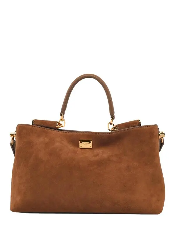 Dolce & Gabbana Medium Vittoria Suede Handbag - Brown