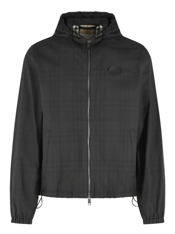 Burberry Cotton Hooded Jacket With Leather Logo Patch - Brown