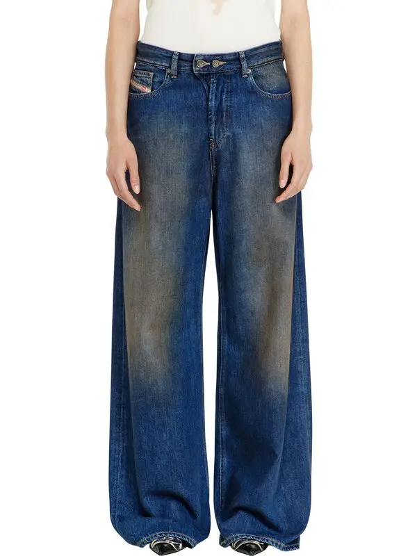 DIESEL® Relaxed Fit Low Waist Wide Leg Jeans - Blue
