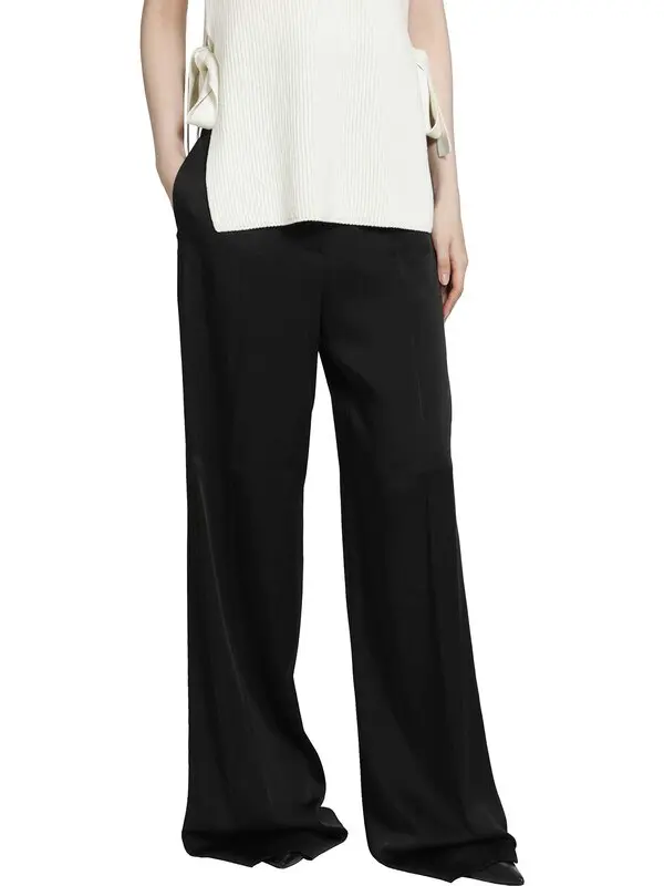 RETORI High Waisted Wide Leg Cady Trousers - Black