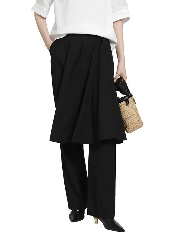 Sacai Tailored Trousers With Overlay Skirt Panel - Black