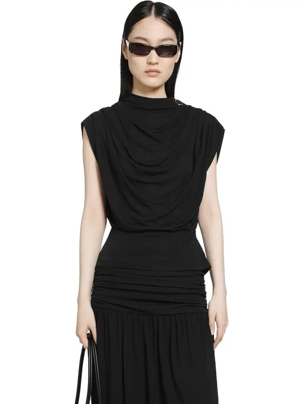 RETORI Draped Viscose Jersey Sleeveless Top - Black