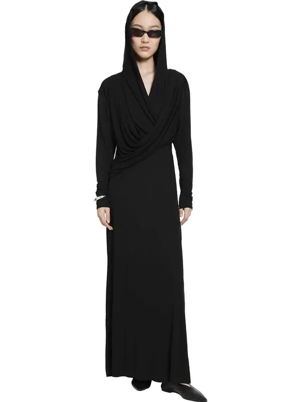 RETORI Hooded Jersey Maxi Dress - Black