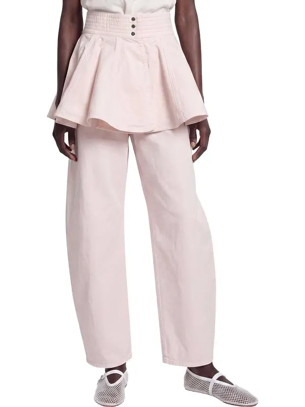Alaïa Denim Peplum Belt Skirt - Pink