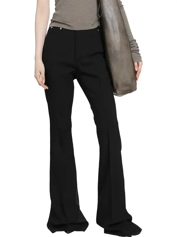 Rick Owens Tower Bolan Bootcut Wool Grain De Poudre Trousers - Black