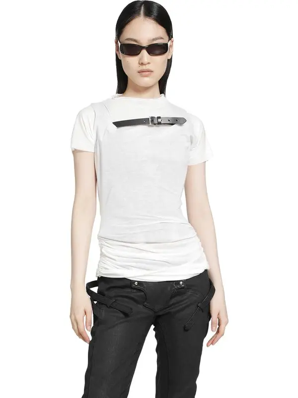 DILARA FINDIKOGLU Spell The Words T-shirt With Buckle Detail - White
