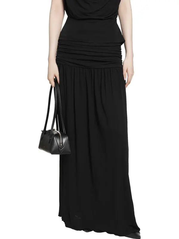RETORI Draped Viscose Jersey Maxi Skirt - Black