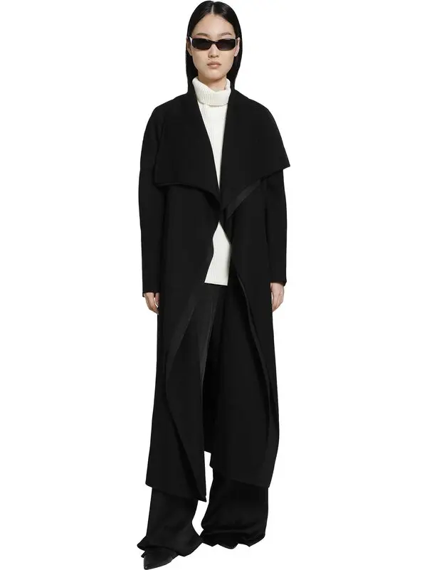 RETORI Double Wool Shawl Collar Coat - Black