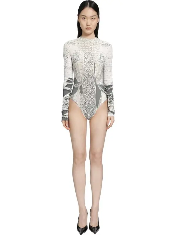 DILARA FINDIKOGLU Past Edges" Bodysuit With Trompe L'oeil Print - Grey