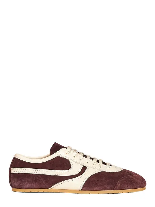 Dries Van Noten Dark Purple Suede Lace-up Sneakers With Leather Accents - Multicolor