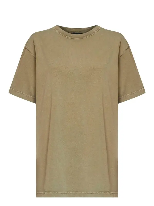 MUGLER Khaki Cotton Jersey Logo T-shirt - Multicolor