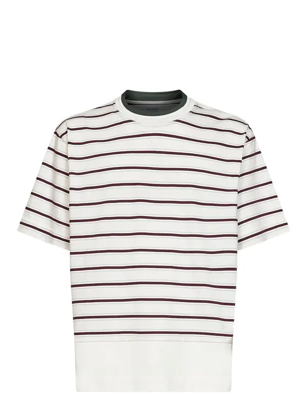 Bottega Veneta White Striped Cotton Layered T-shirt - Multicolor